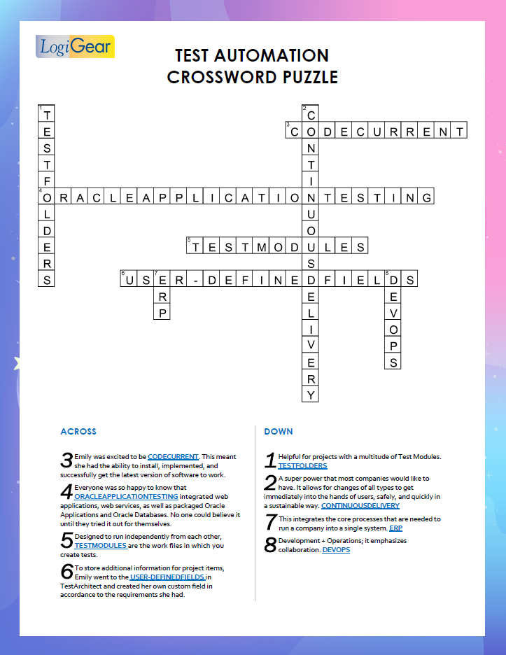 Test Automation Crossword Puzzle